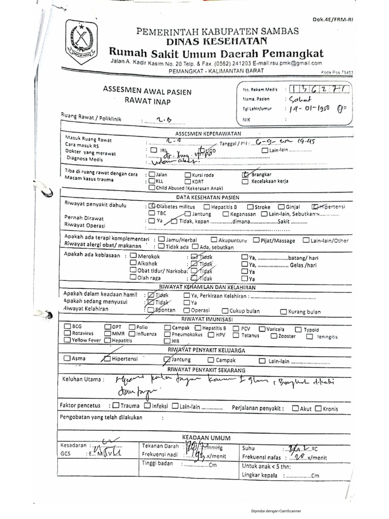 Asesmen Awal Pasen Ranap | PDF