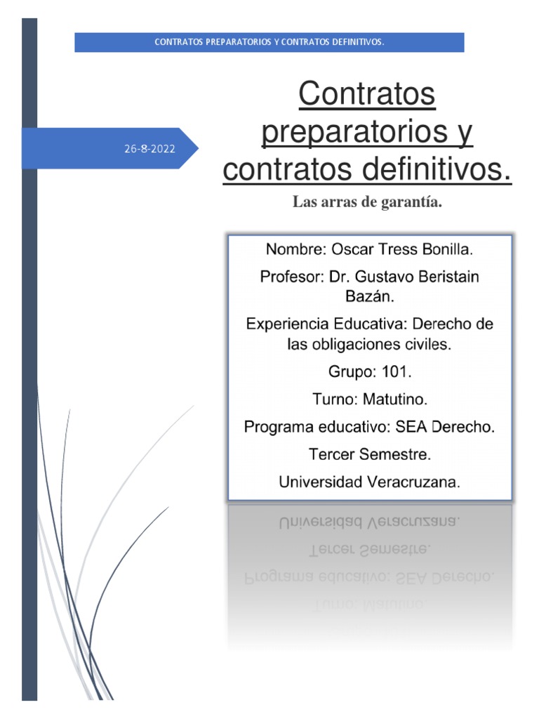 Diferencias entre Contratos Preparatorios y Definitivos | PDF | Ley de ...