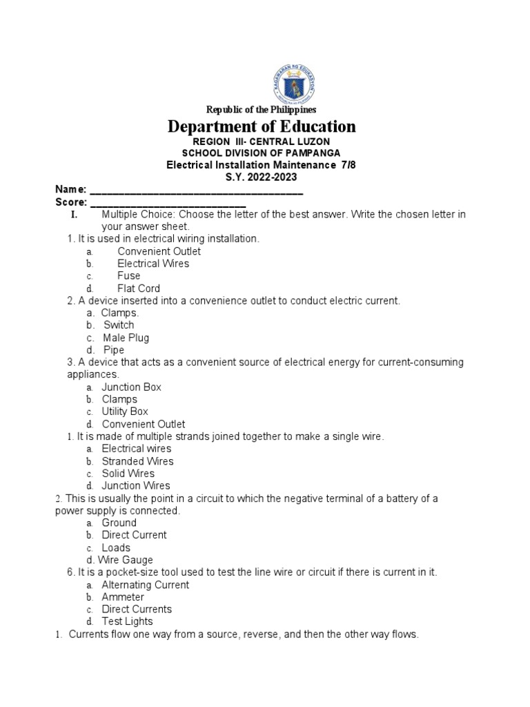 EIM 15 Items | PDF | Electric Current | Electrical Wiring