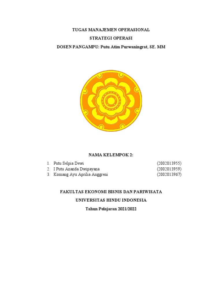 PAPER MANAJEMEN OPERASIONAL - Kelompok 2 | PDF