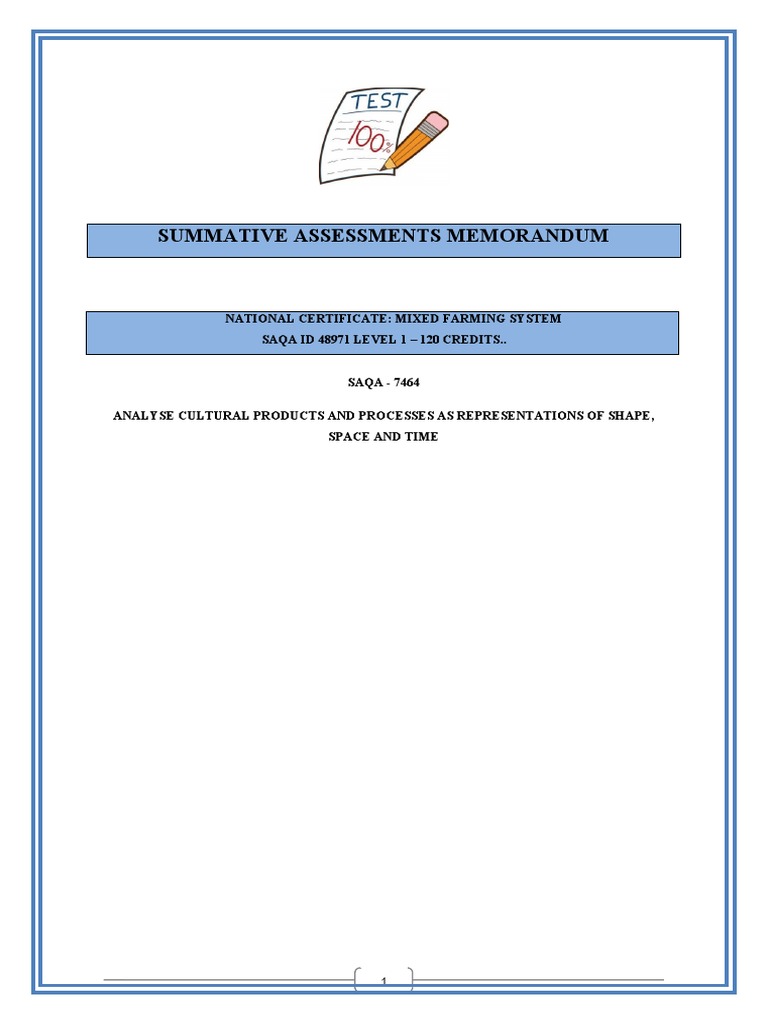 7464 - Summative Assessment Memorandum | PDF | Shape | Symmetry
