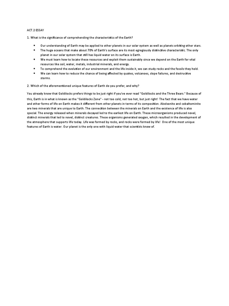 ACT2 Earth and Life Science Answ | PDF | Science & Mathematics