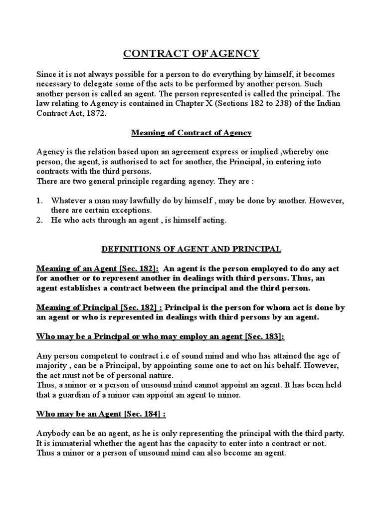 Contract of Agency 1 | PDF | Law Of Agency | Private Law