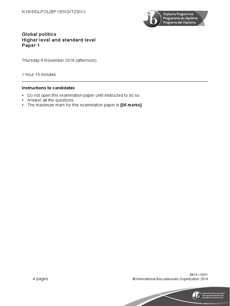 Global Politics Paper 1 Nov2018 | PDF | Democracy | Political Ideologies