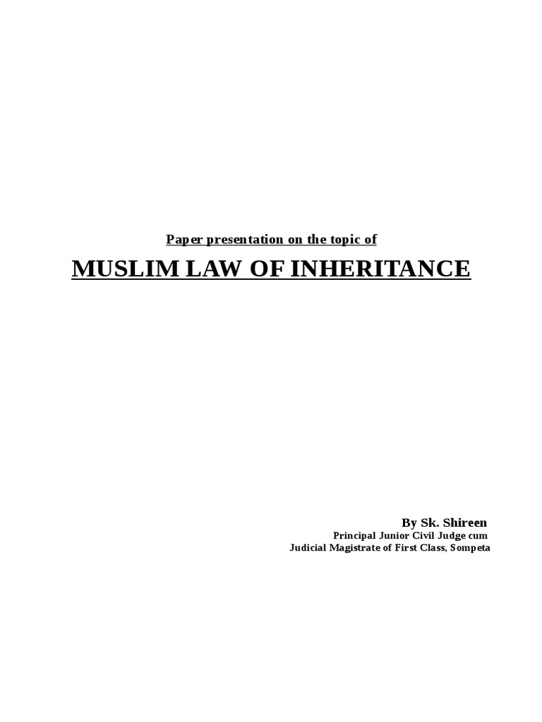 Muslim Law of Inheritance | PDF | Inheritance | Sharia