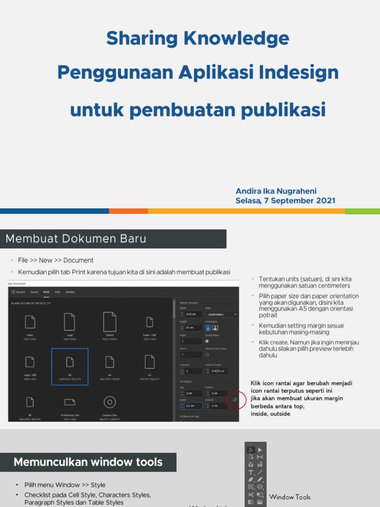 Sharing Penggunaan Aplikasi Indesign Untuk Pembuatan Publikasi | PDF