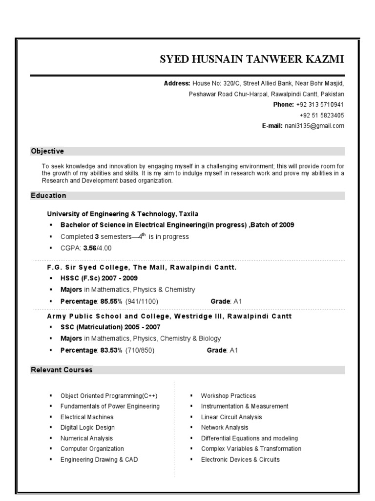 Syed Husnain - CV | PDF | Engineering | Science And Technology