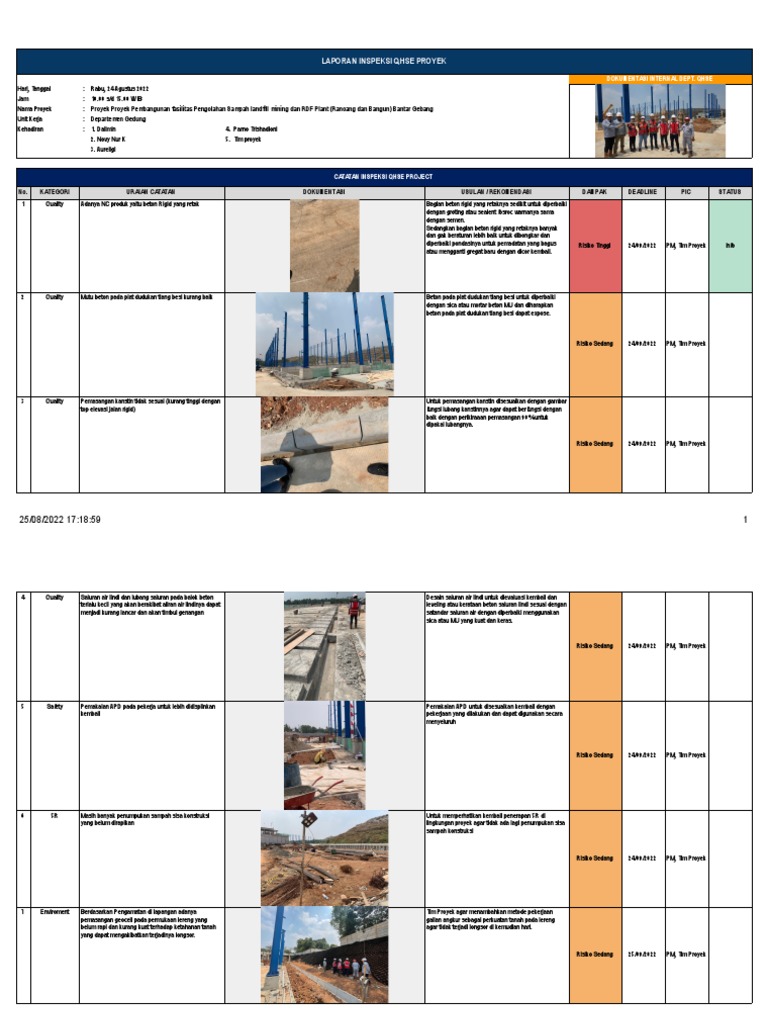 Laporan Inspeksi Periode Juli - Gedung Bantar Gebang | PDF
