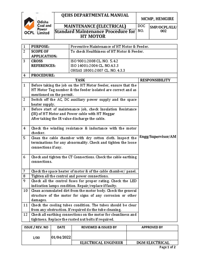 SMP of HT motor | PDF | Electric Motor | Electrical Connector