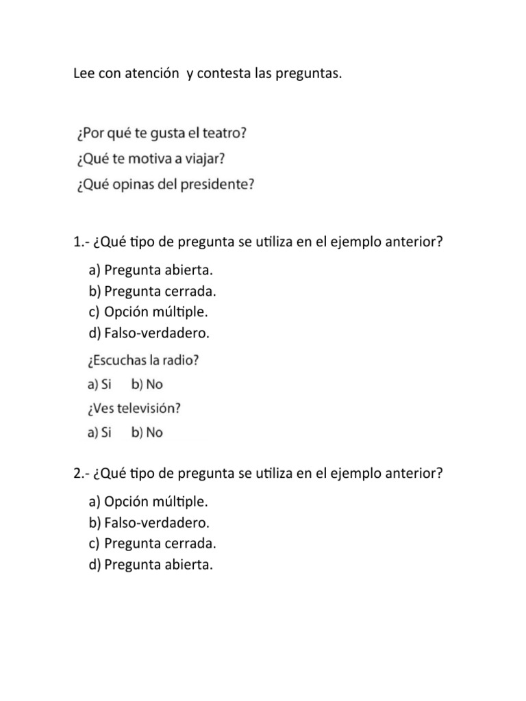 Lee Con Atención y Contesta Las Preguntas .... | PDF