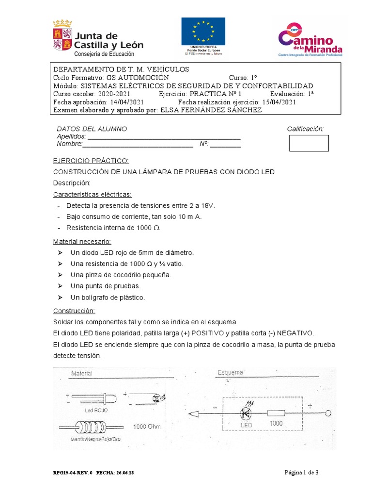 Practica 1 Lampara de Pruebas | PDF
