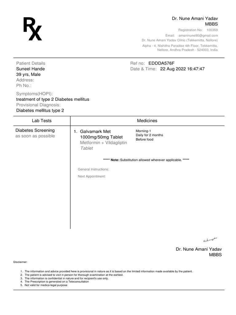 Diabetics Prescription | PDF | Epidemiology | Diseases And Disorders