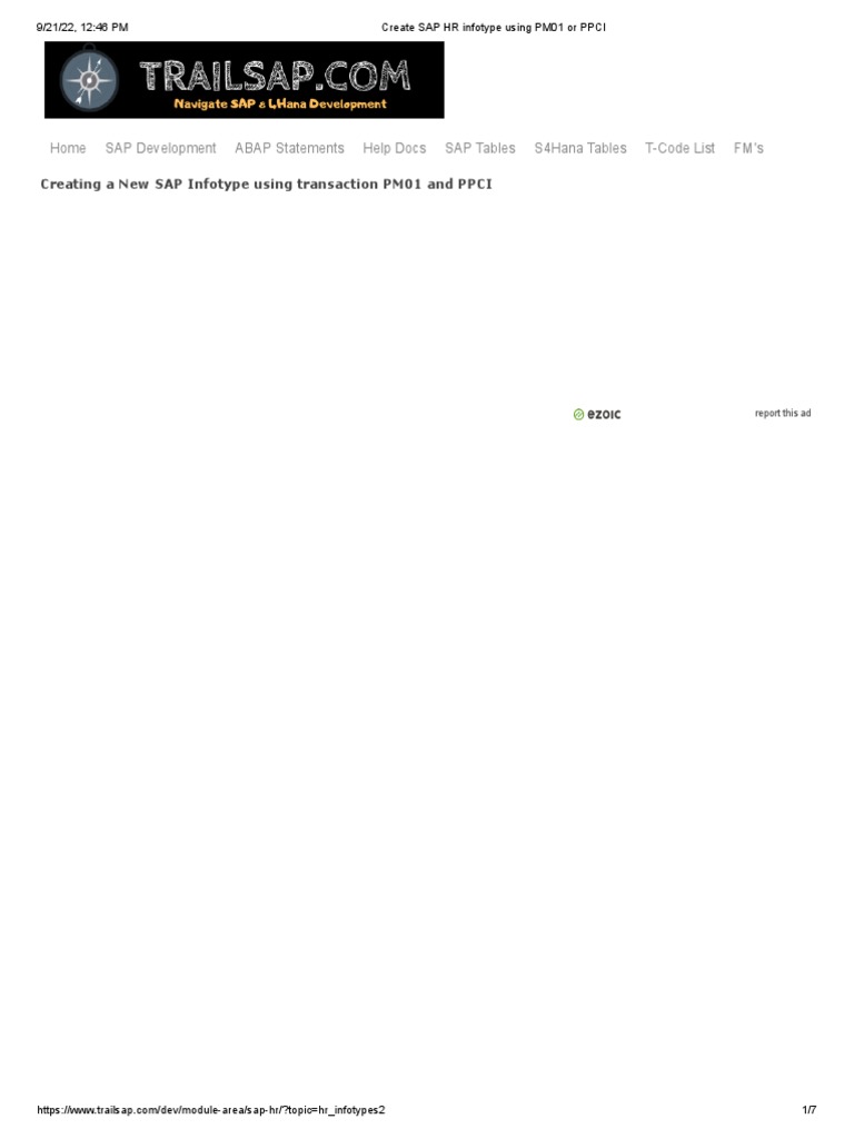 Create SAP HR Infotype Using PM01 or PPCI | PDF | Information Age ...