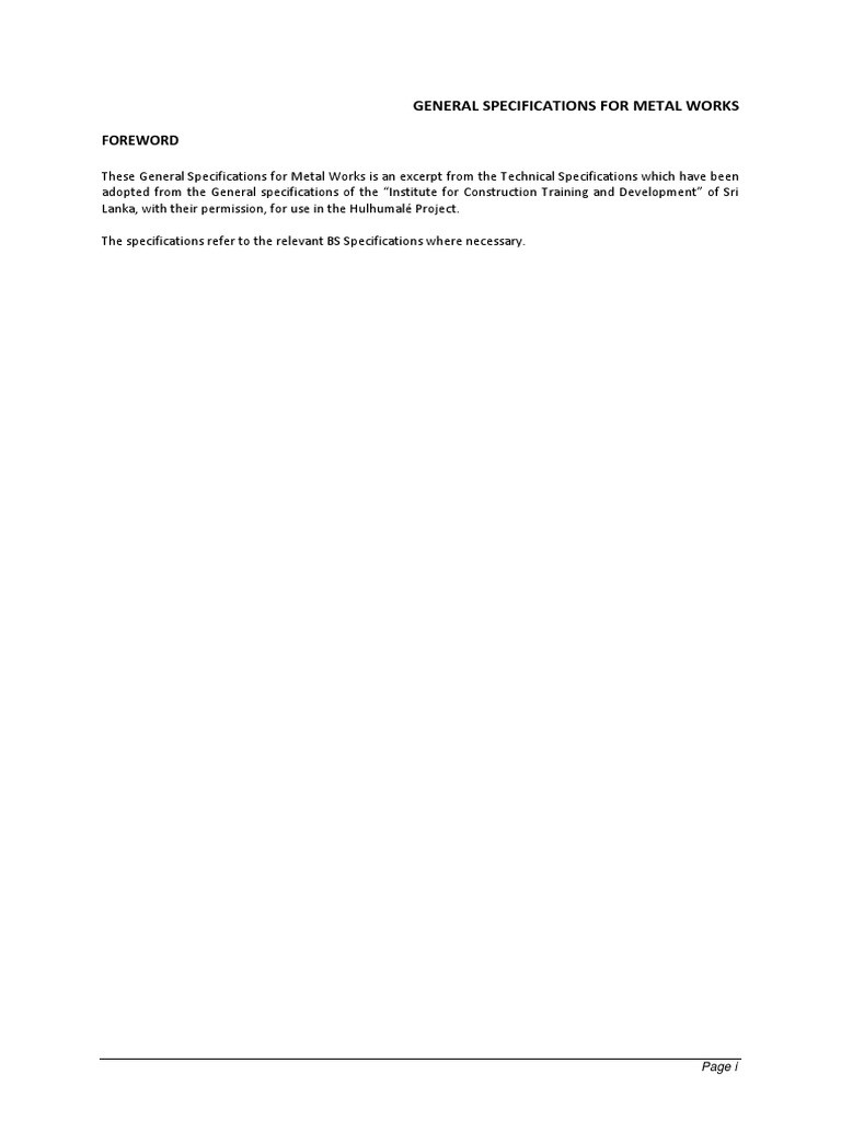 General Specifications for Metal Works | PDF | Construction | Welding