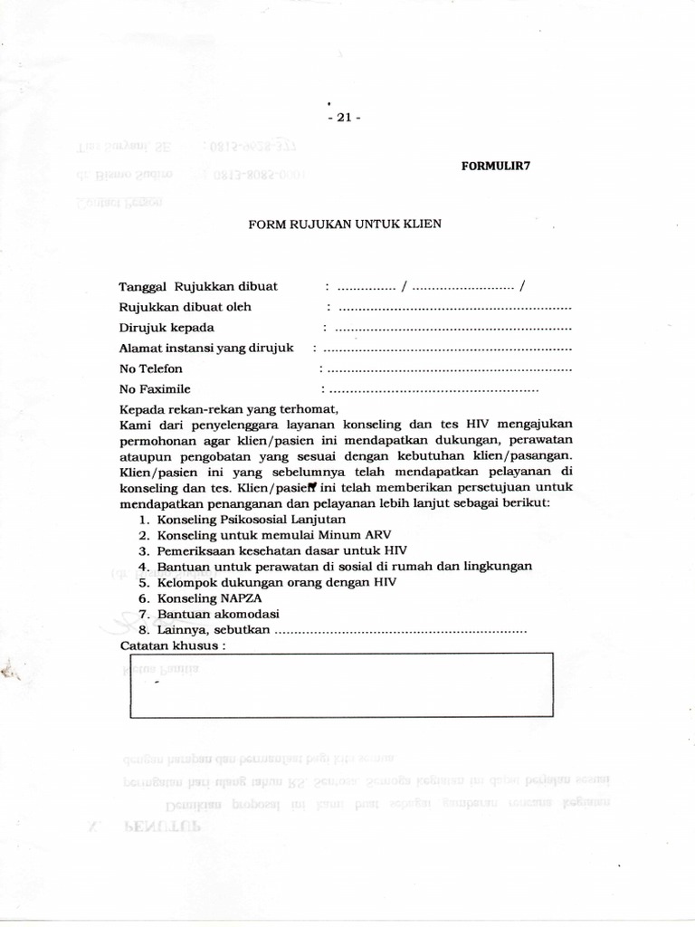 Form Rujukan Hiv | PDF