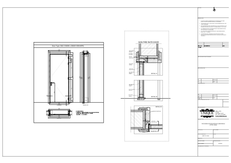 D02 Wooden Door Details Drawing | PDF | Building Engineering | Building ...