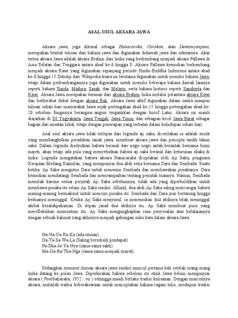 Asal-Usul Aksara Jawa | PDF