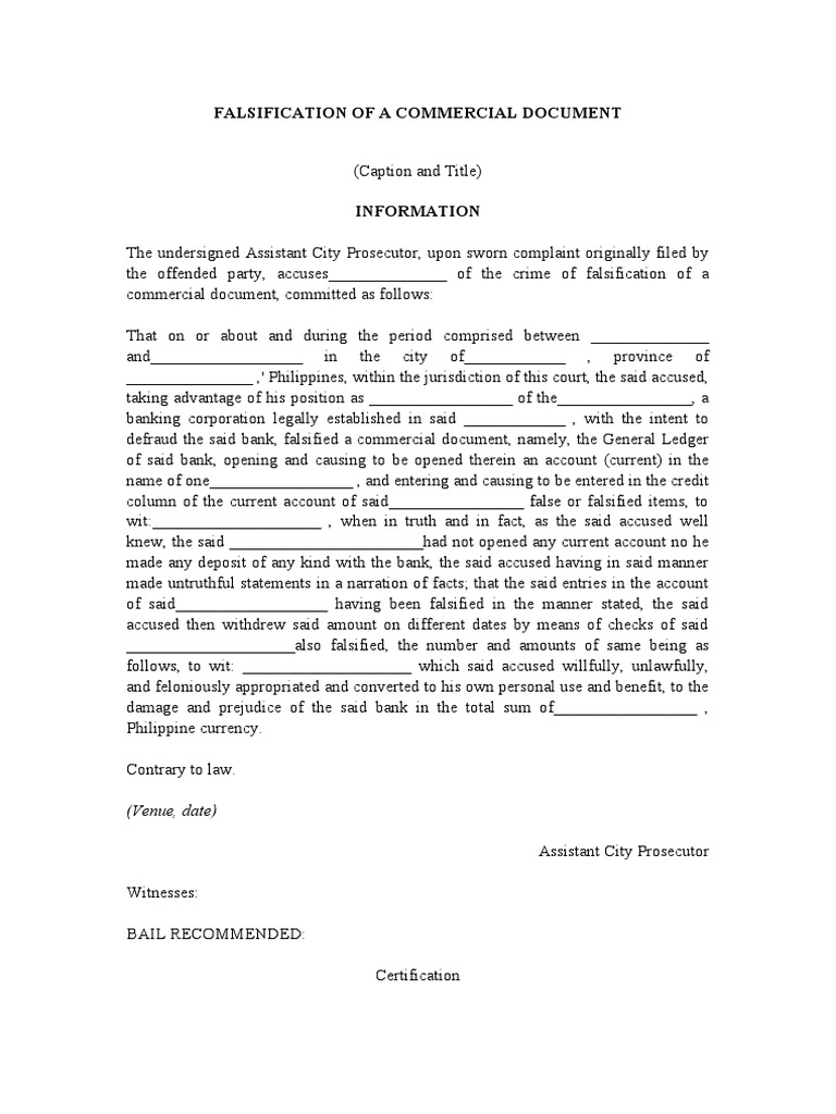 Falsification of A Commercial Document | PDF