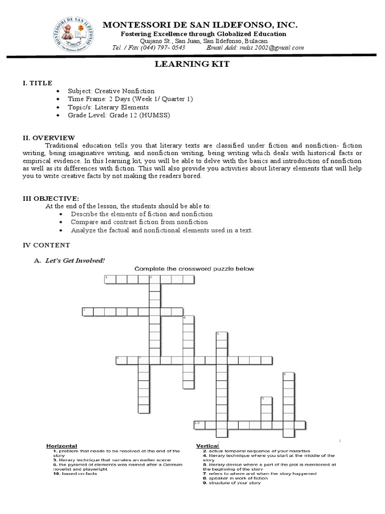 Learning Kit CNF Q1 Week 1 | PDF | Narration | Plot (Narrative)