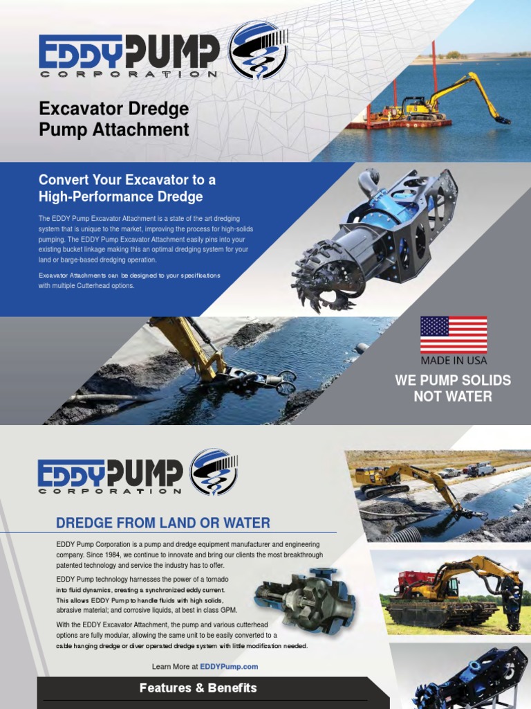 Eddy Pump Excavator Attachment Brochure Oi v3 | PDF | Dredging | Pump