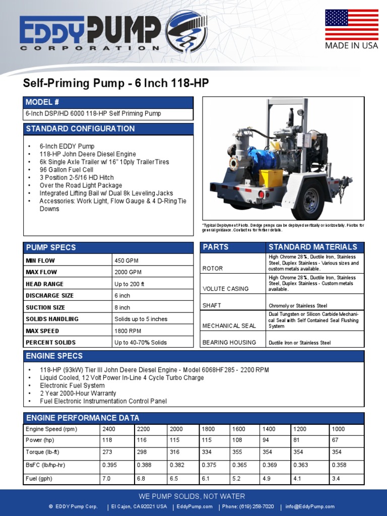 EPC DSP HD 6000 6in 118hp Specs | PDF | Pump | Solid