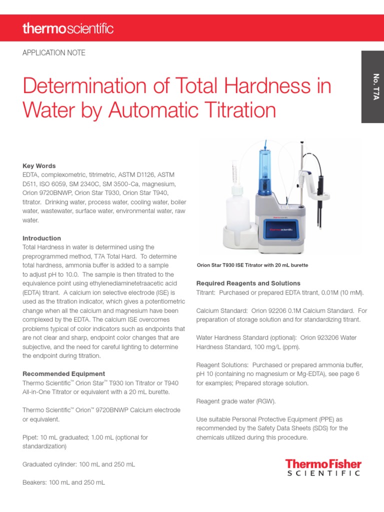 App Note T007A - T930 Ion - Total Hardness in Water | PDF | Titration ...