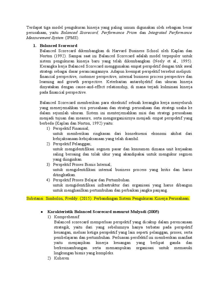 Model-Model Pengukuran Kinerja | PDF