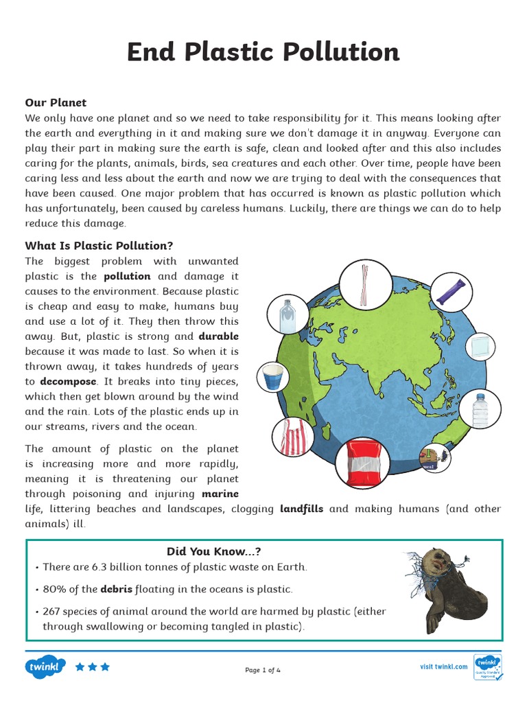 End Plastic Pollution Reading Comprehension | PDF | Reuse | Recycling End Plastic Pollution Reading Comprehension | PDF | Reuse | Recycling