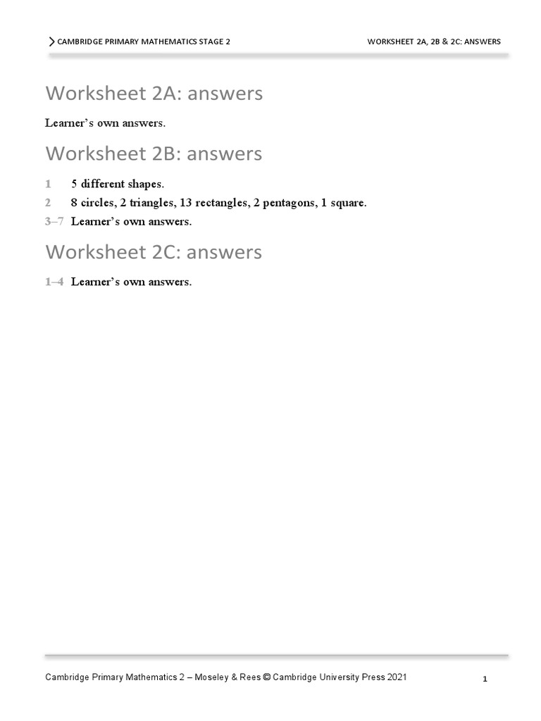 Prim Maths 2 2ed Diff Ws Answers 2 | PDF | Teaching Methods & Materials | Science & Mathematics