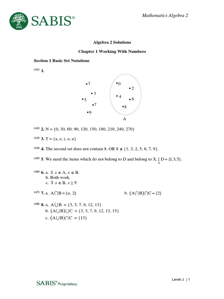 2223 Level J Mathematics Algebra 2 Course Questions Solutions | PDF ...