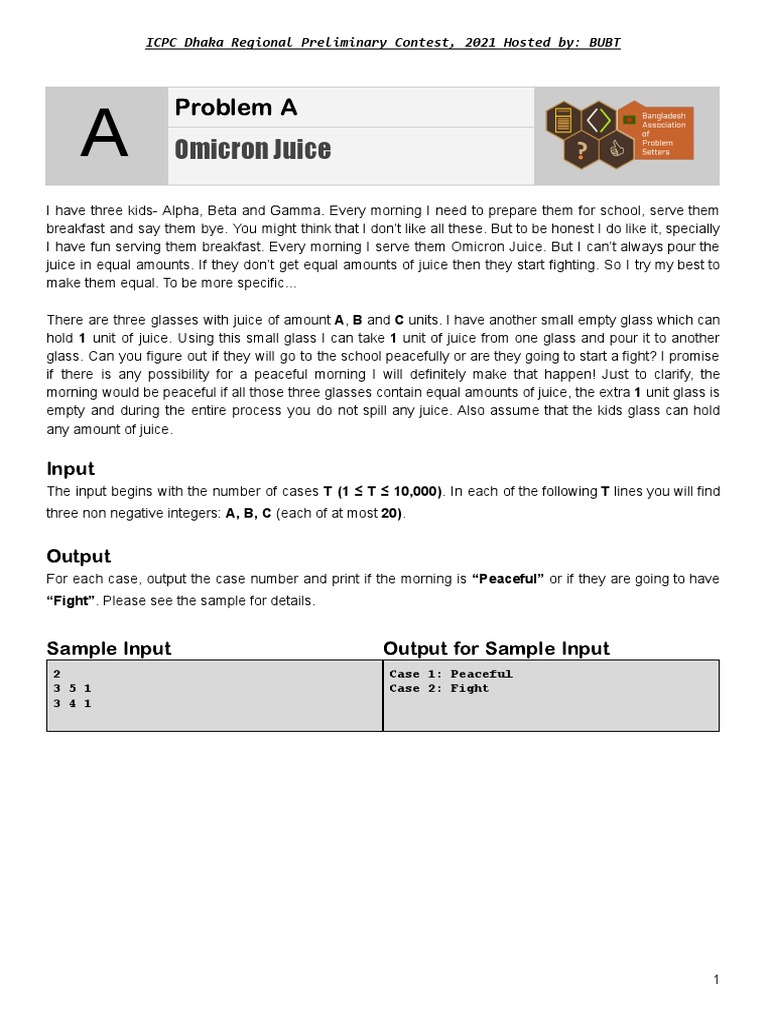 Problemset - ICPC Dhaka Preliminary 2021 | PDF | String (Computer Science) | Mathematical Concepts