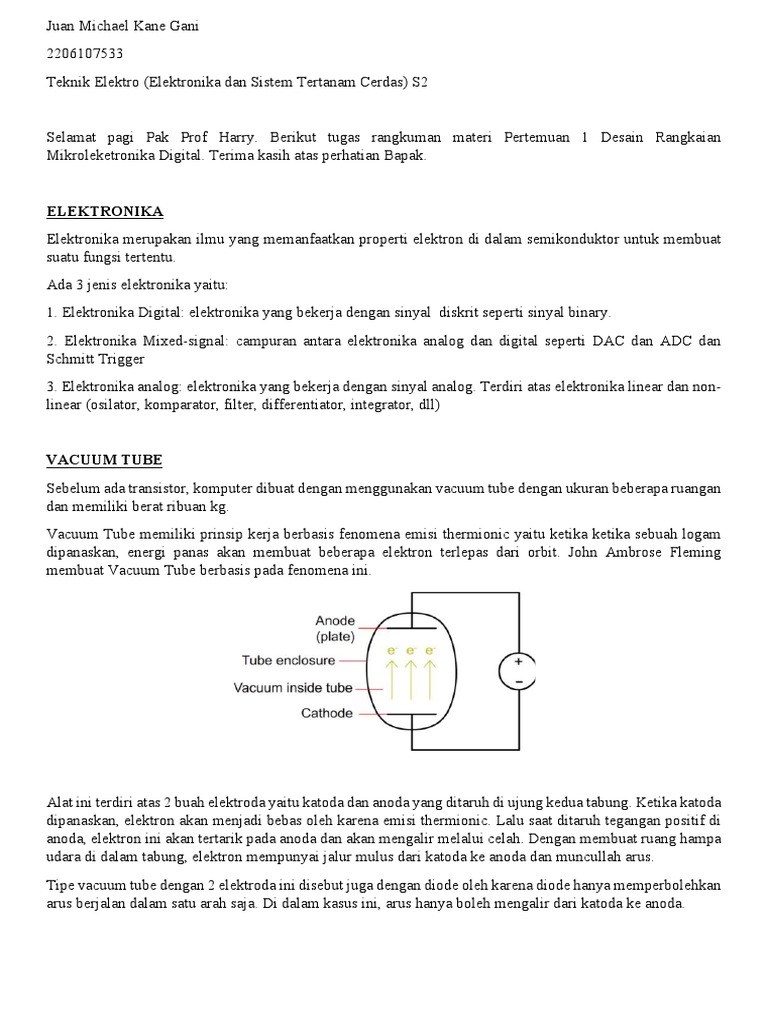 Tugas Mikroelektronika Pertemuan 1 | PDF | Metode & Bahan Ajar | Sains & Matematika