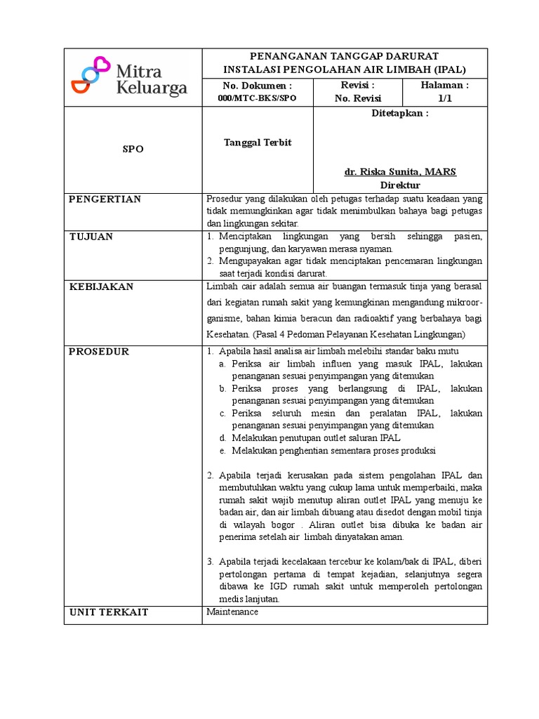 Penanganan Tanggap Darurat Ipal | PDF