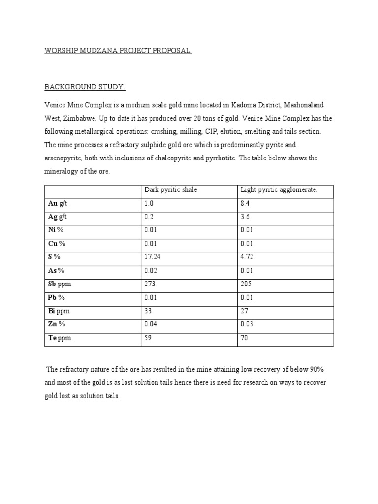 Gold Recovery Proposal for Venice Mine | PDF | Mining | Gold