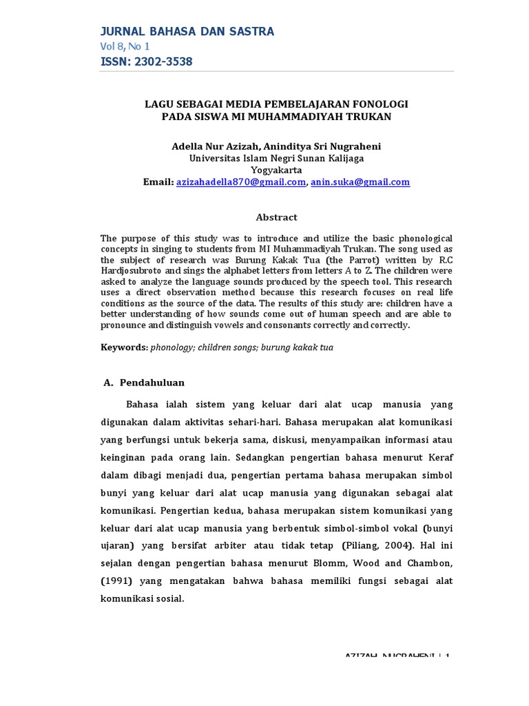 Jurnal Fonologi Bahan 1 | PDF | Ilmu Sosial | Seni & Disiplin Bahasa