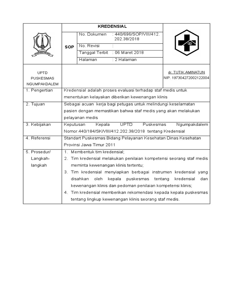 8.7.1.3 Sop Kredensial | PDF