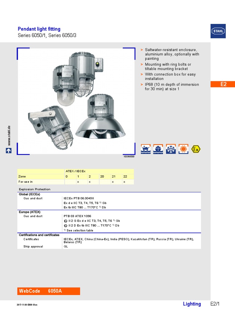 Series 6050/1, Series 6050/3: Pendant Light Fitting | PDF | Screw ...
