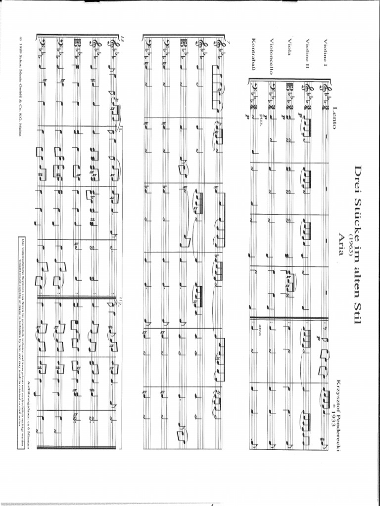 Penderecki - Trzy Utwory W Dawnym Stylu Partytura | PDF