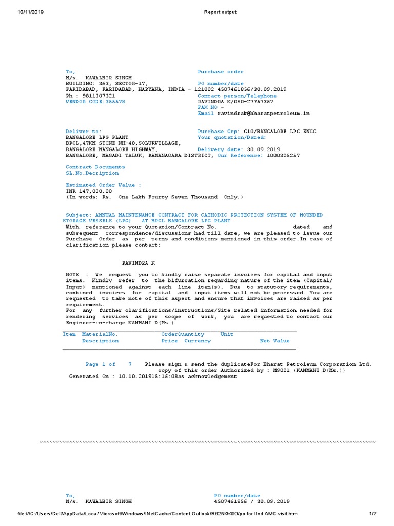 2nd AMC and OISD Visit PO | PDF | Invoice