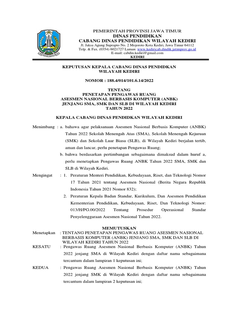 SK Pengawas Ruang | PDF