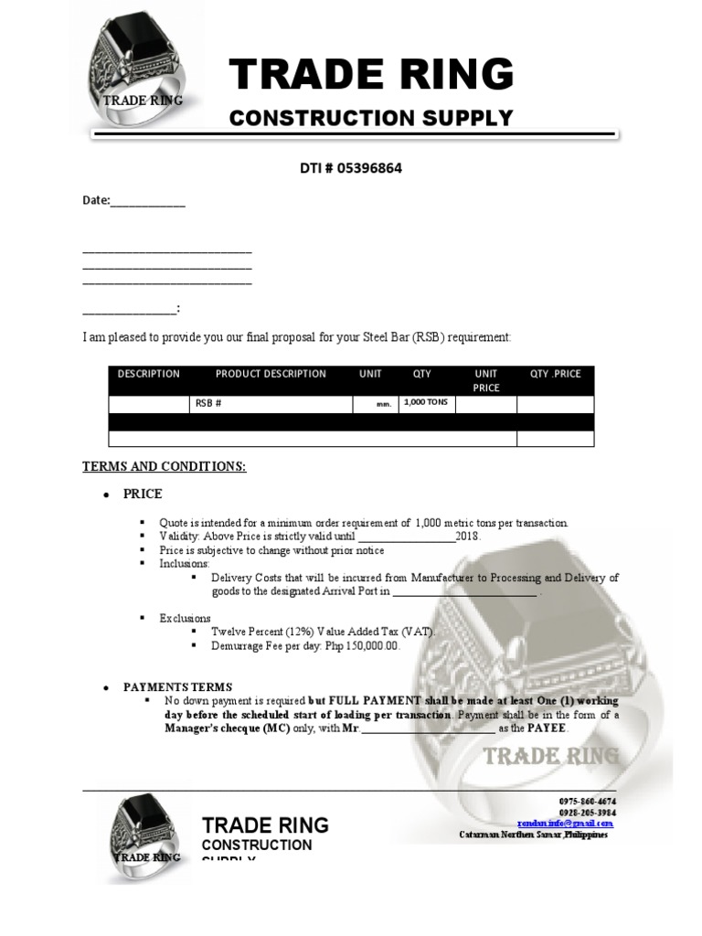 Steel Bar Proposal | Download Free PDF | Payments | Economies