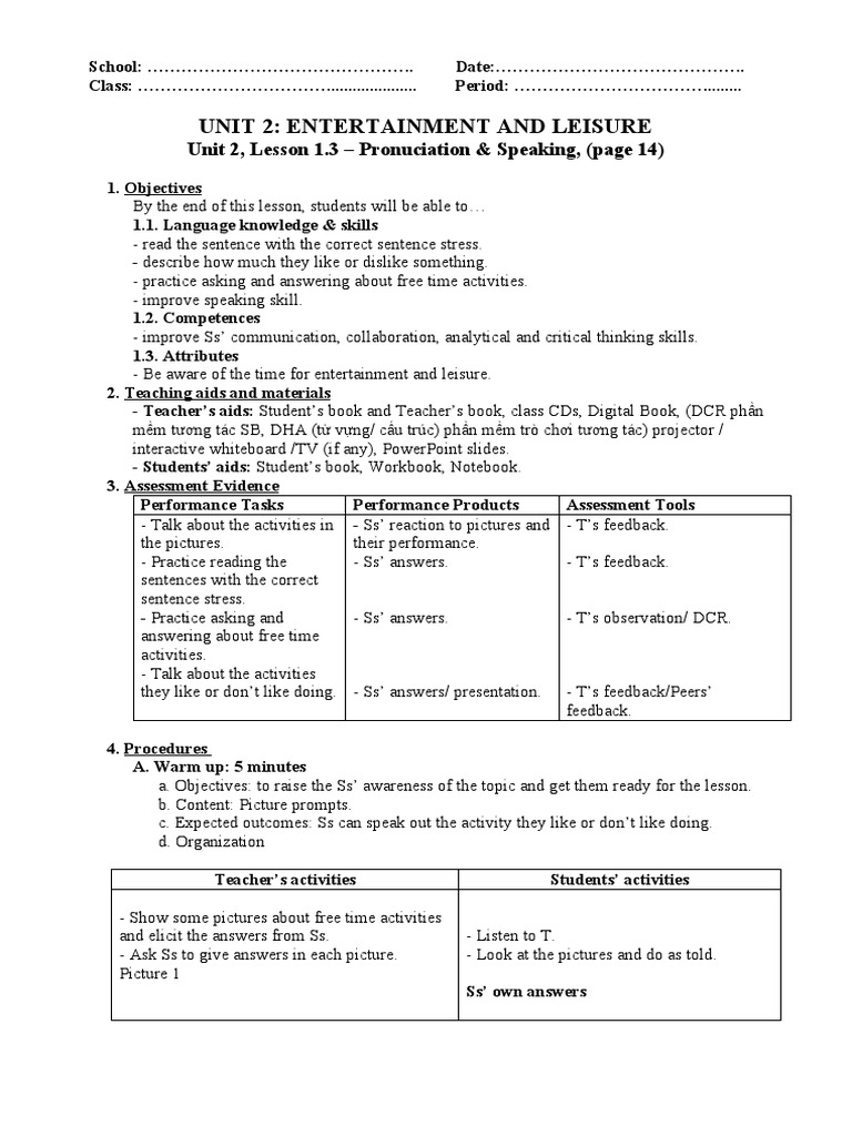 Unit 2, Lesson 1.3 - Pronuciation & Speaking | PDF | Human ...