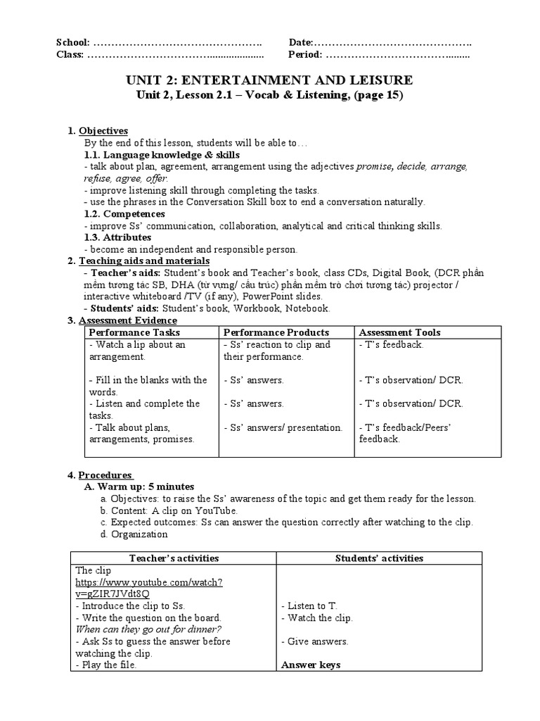 Unit 2, Lesson 2.1 - Vocab & Listening | PDF | Cognition | Learning