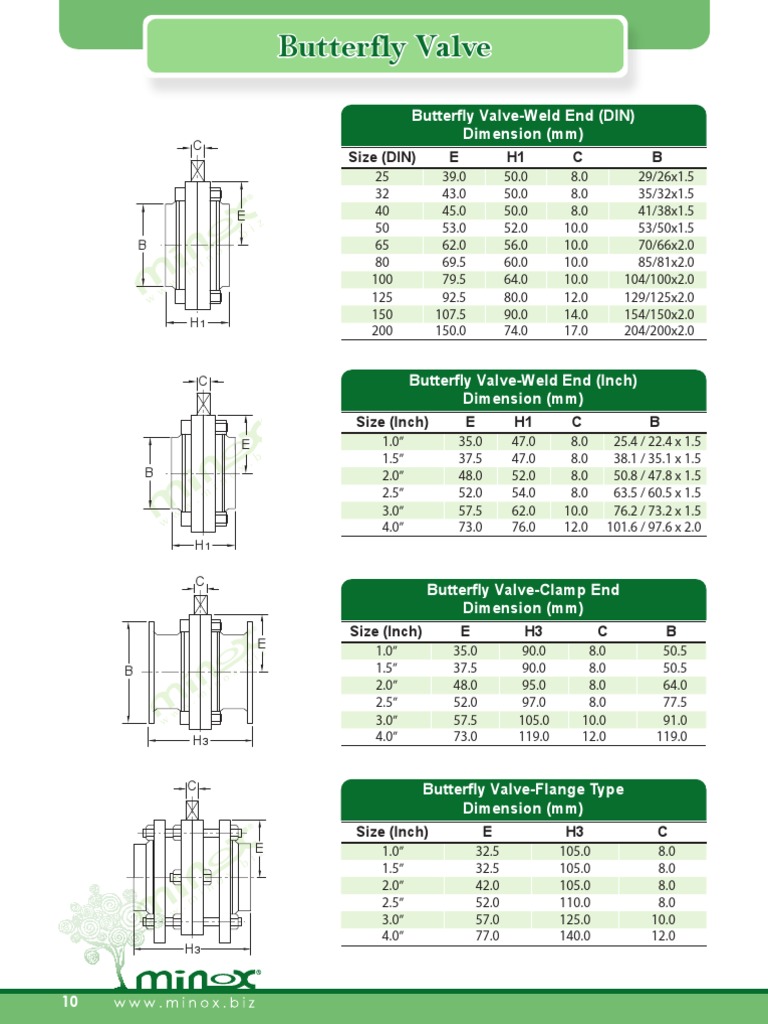 Butterfly Valve Dimensions Chart | PDF