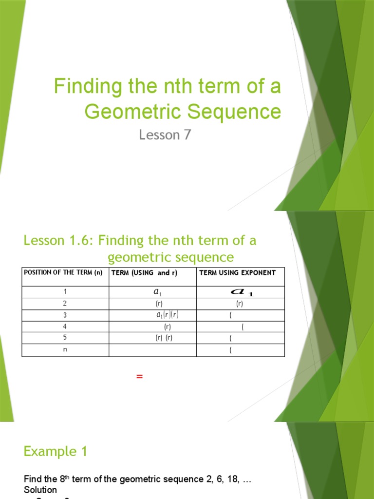 Lesson 7 NTH Term of A Geometric Sequence | PDF