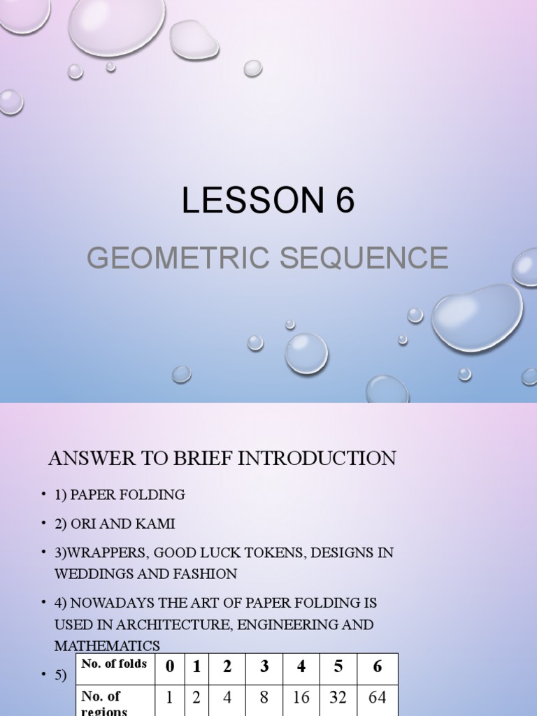 Lesson 6 Geometric Sequence Pdf Analysis Calculus