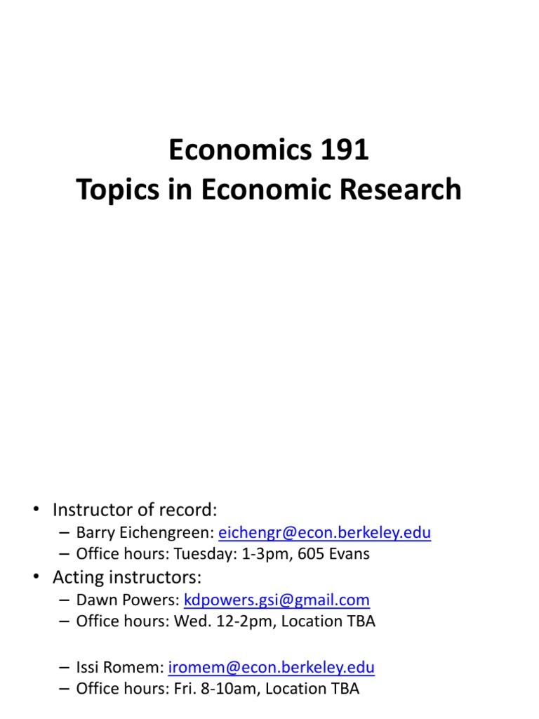 Economics 191 | PDF | Lecture | Academic Publishing Economics 191 | PDF | Lecture | Academic Publishing