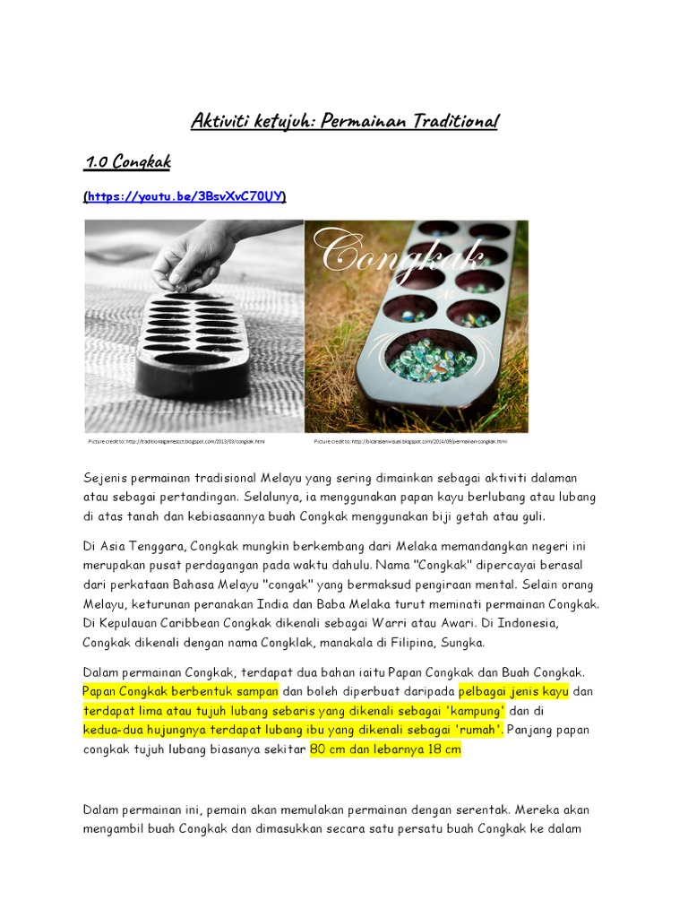 Aktiviti Ketujuh - Permainan Traditional | PDF