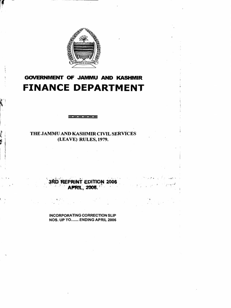 J&K Civil Services (Leave) Rules, 1979 | PDF | Postgraduate Education | Civil Service