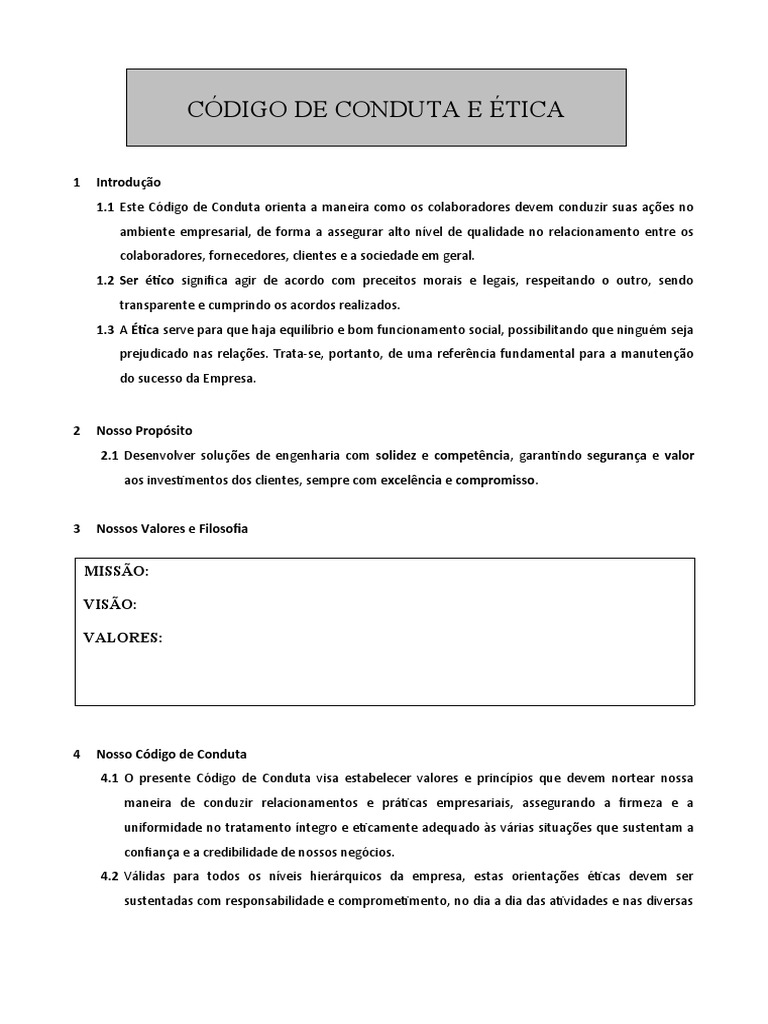Código de Conduta e Ética | PDF | Gestão de recursos humanos